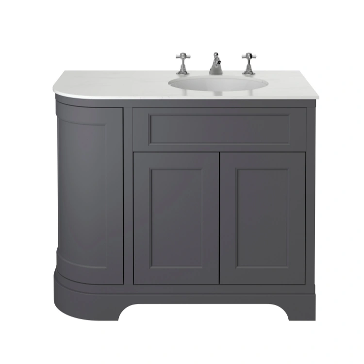 Heritage Wilton 1000mm Graphite Right Hand Corner Vanity Unit & Worktop ...