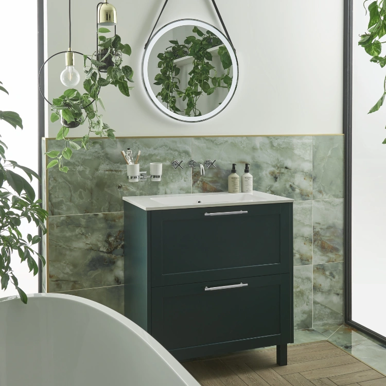 Heritage Lynton 800mm Classic Green Freestanding Vanity Unit & Basin ...
