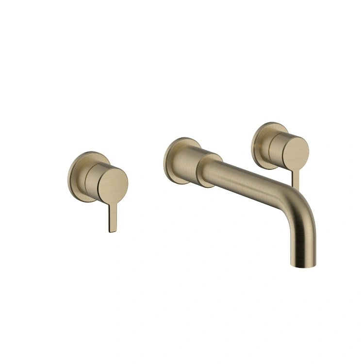 Heritage Dartmouth Brushed Brass Wall Mounted 3 Tap Hole Basin Mixer ...