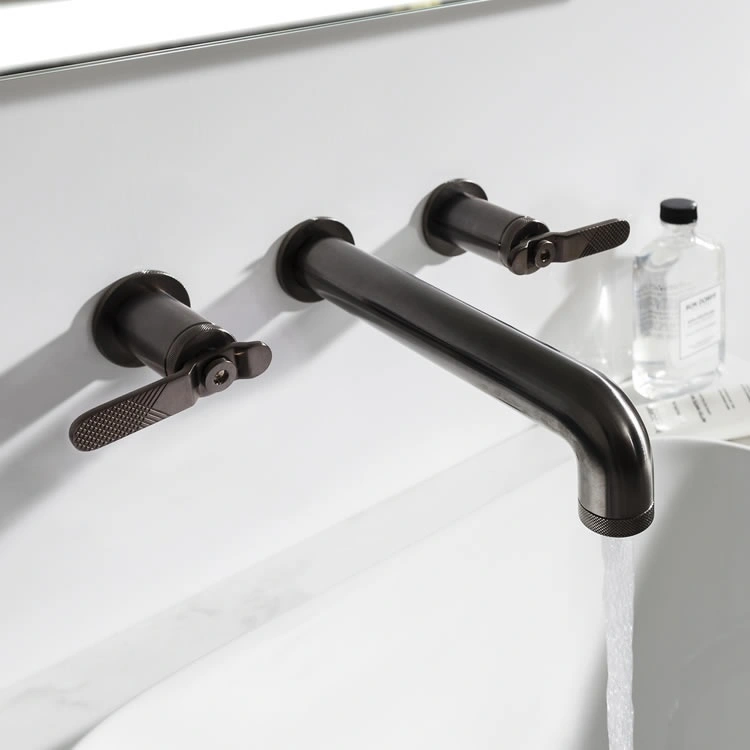 Crosswater Union Black Chrome Lever Handle Wall Basin Mixer | Sanctuary ...