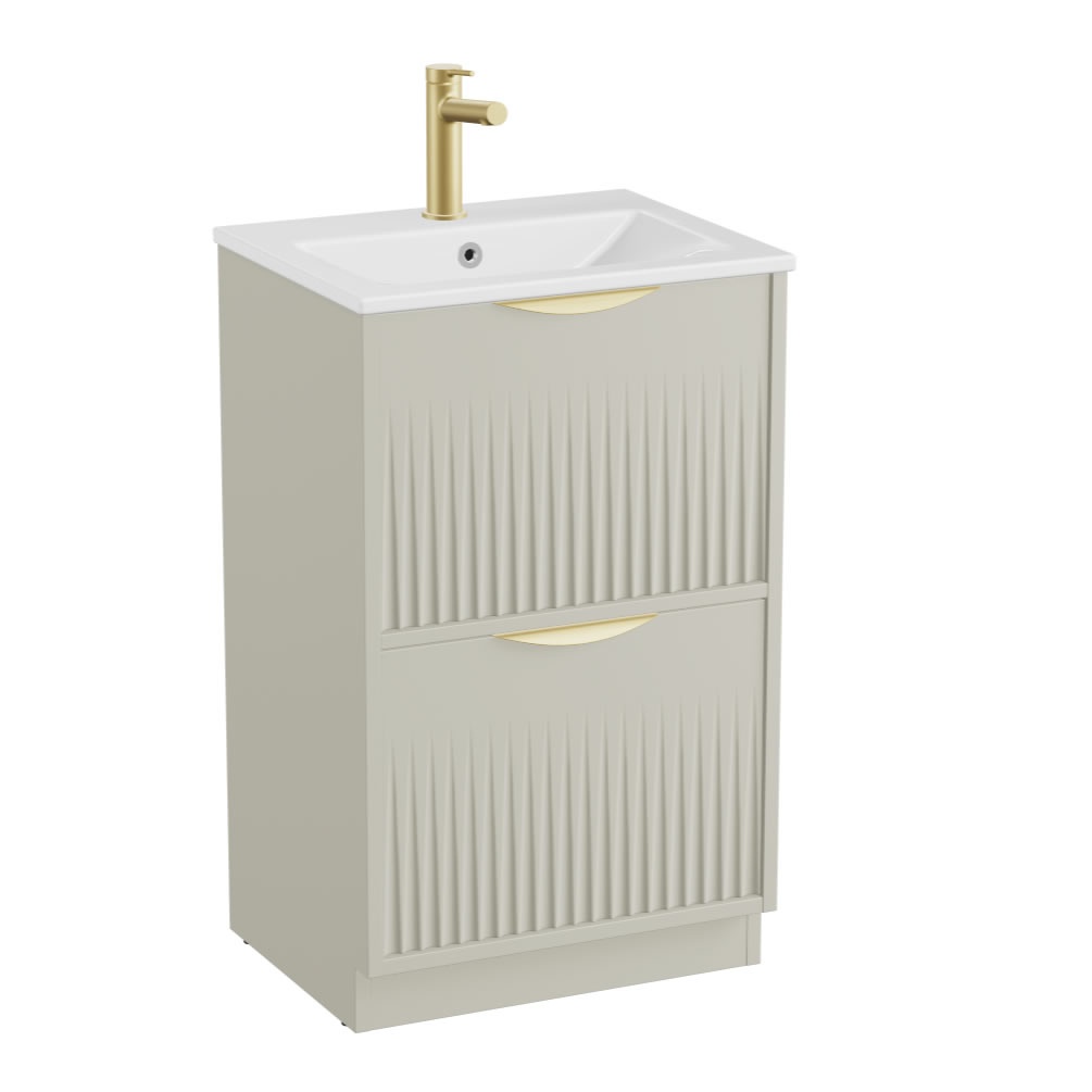 Vado Safari Fluted 500mm Cashmere Floorstanding Vanity Unit & Basin