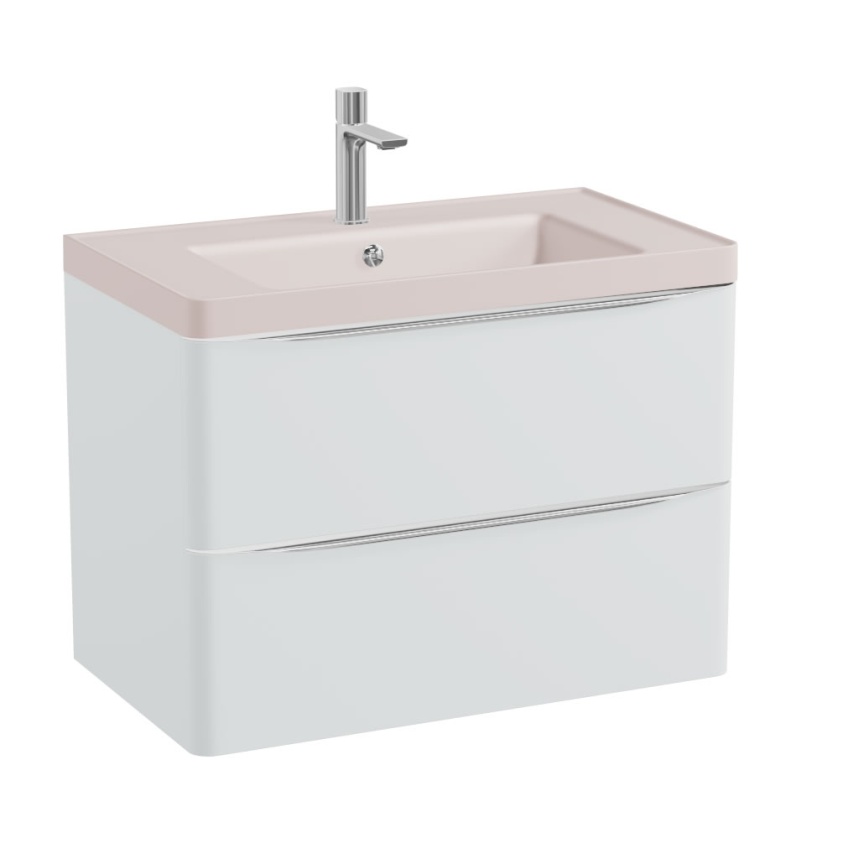 Vado Cameo 800mm Arctic White Wall Hung 2 Drawer Vanity Unit & Basin ...
