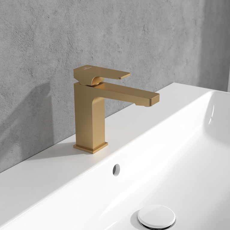 V&B Architectura Square Brushed Gold Basin Mixer | Sanctuary Bathrooms