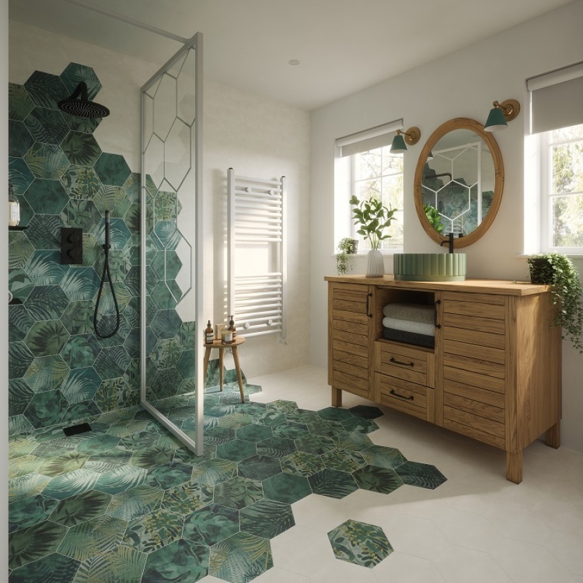 Ca' Pietra Jungle Hexagon Tiles | Sanctuary Bathrooms