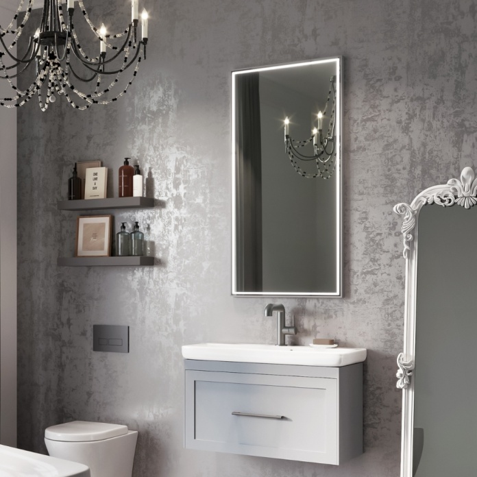 Abacus Line Anthracite Framed 800mm x 500mm LED Mirror | Sanctuary