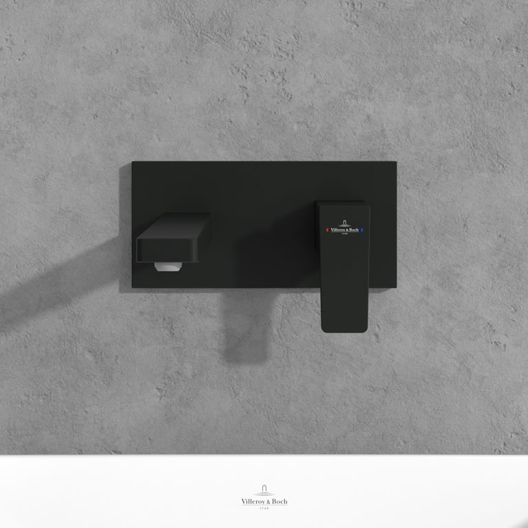 V&B Architectura Square Matt Black Wall-Hung Basin Tap | Sanctuary ...