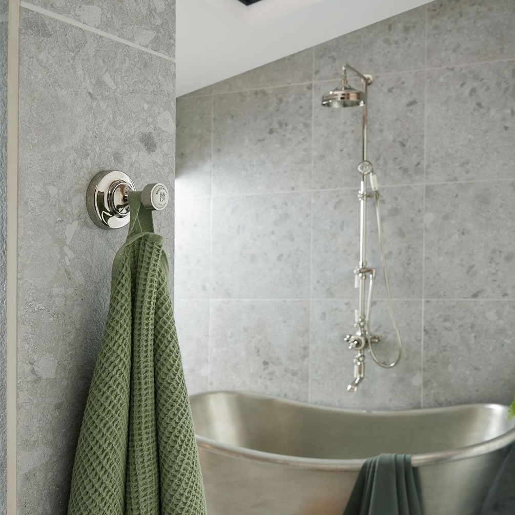 Booth & Co. Axbridge Nickel Robe Hook | Sanctuary Bathrooms