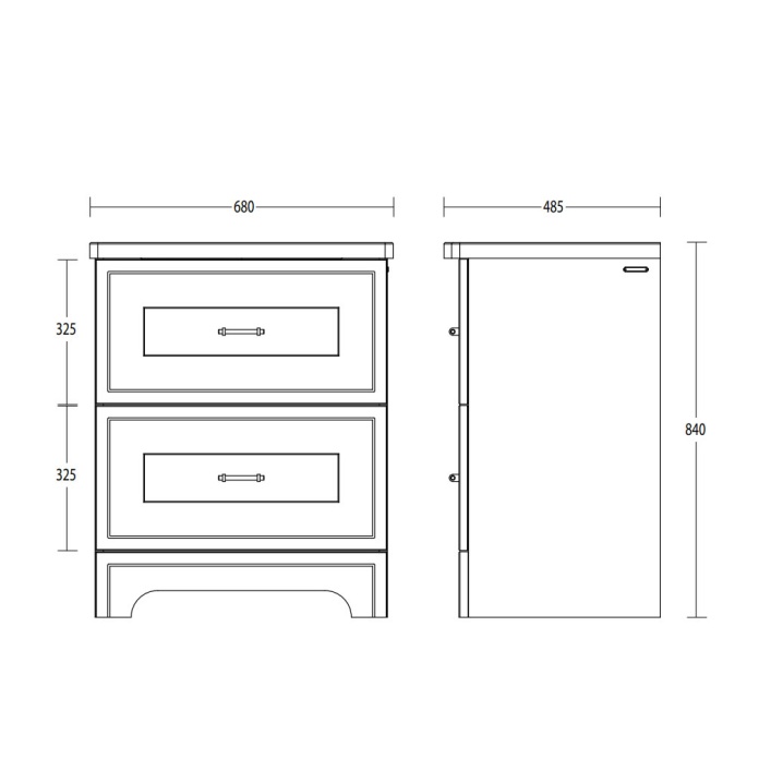 Imperial Fradley Sea Mist 685mm Freestanding 2 Drawer Vanity Unit ...