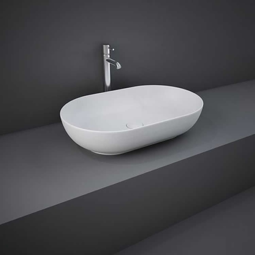RAK Feeling Matt White 550mm Oval Countertop Basin | Sanctuary Bathrooms