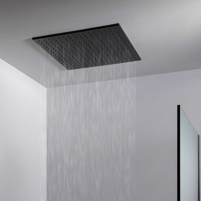 JTP Hix Matt Black 400mm Shower Head | Sanctuary Bathrooms