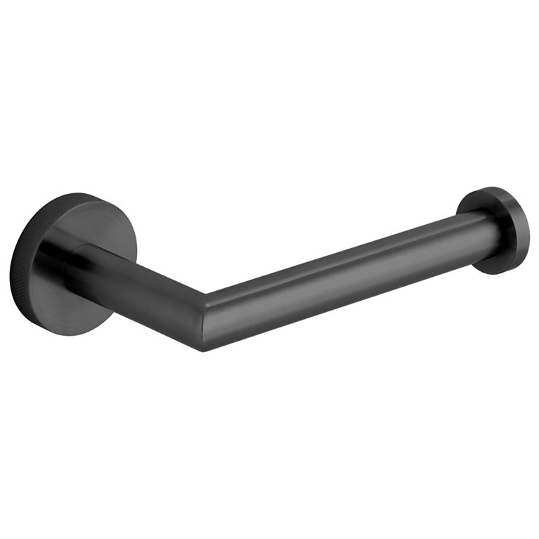 Vado Knurled Accents Brushed Black Toilet Roll Holder | Sanctuary Bathrooms