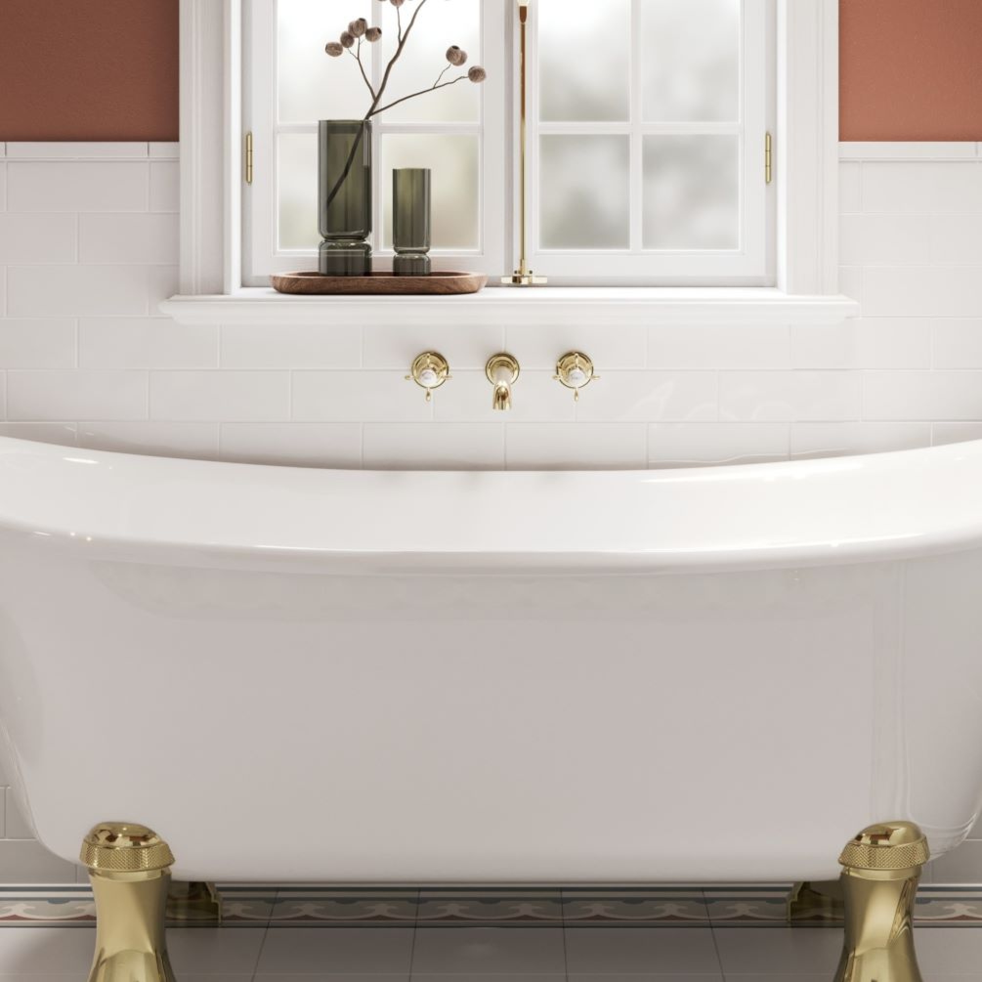 Burlington Guild 3TH Wall Mounted Gold Bath Tap | Sanctuary