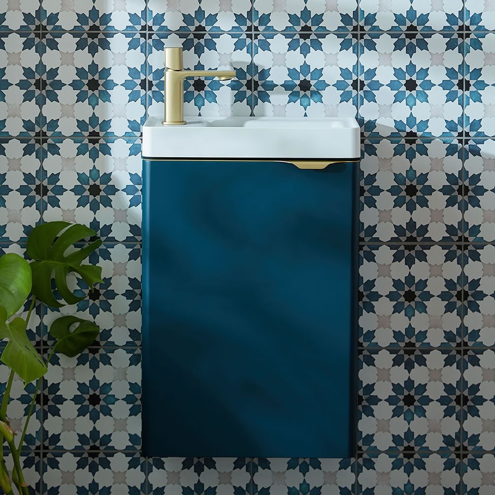 Vado Cameo 400mm Atlantic Blue Wall Hung Cloakroom Vanity Unit & Basin ...