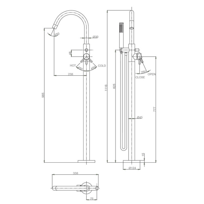 Crosswater MPRO Brass Floorstanding Bath Mixer | Sanctuary Bathrooms