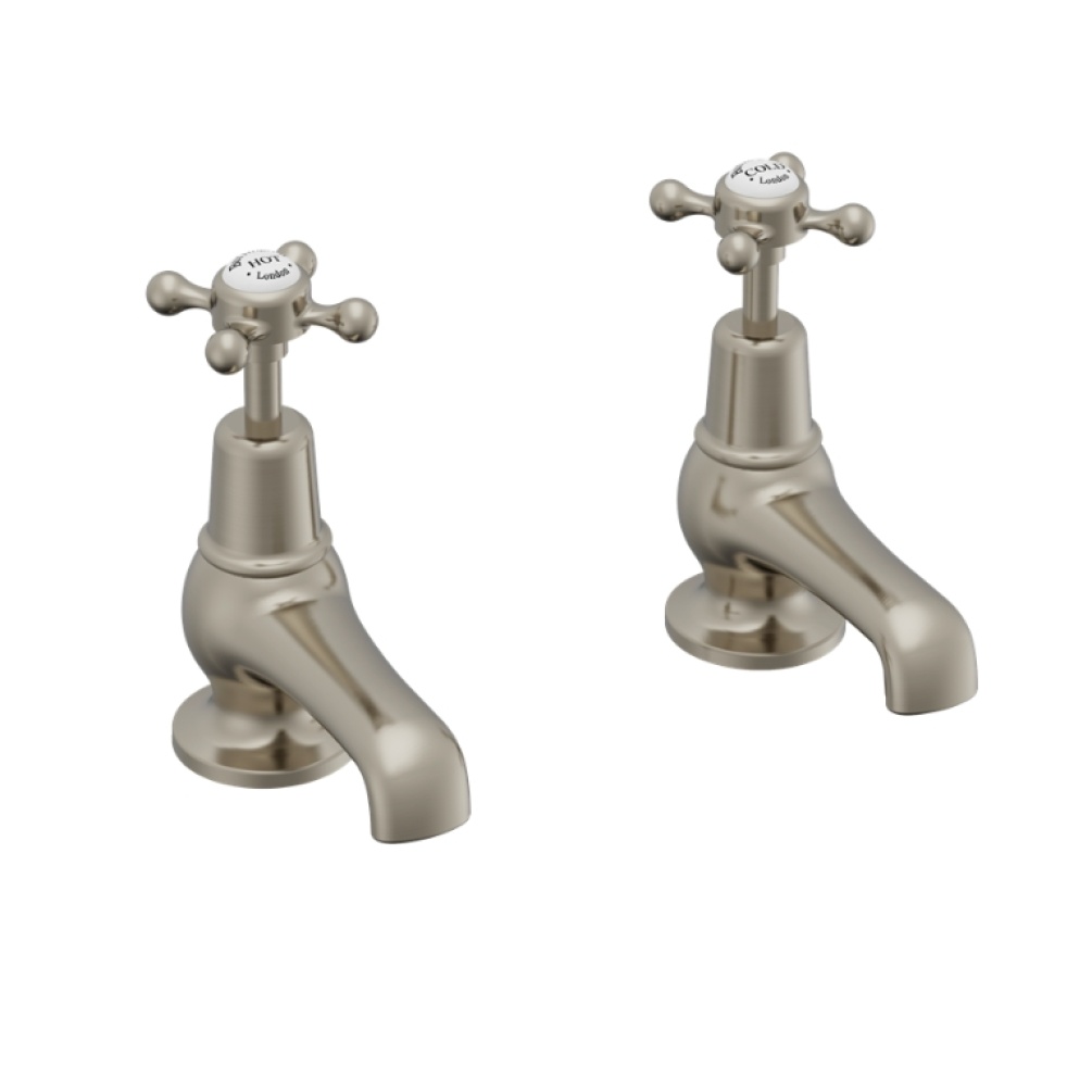 Burlington Claremont Brushed Nickel Basin Taps 3” | Sanctuary