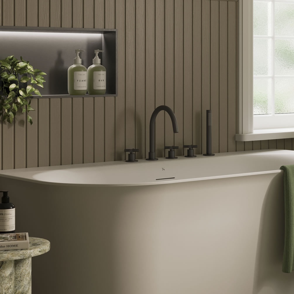 Crosswater MPRO Crosshead Slate Bath 5 Hole Set