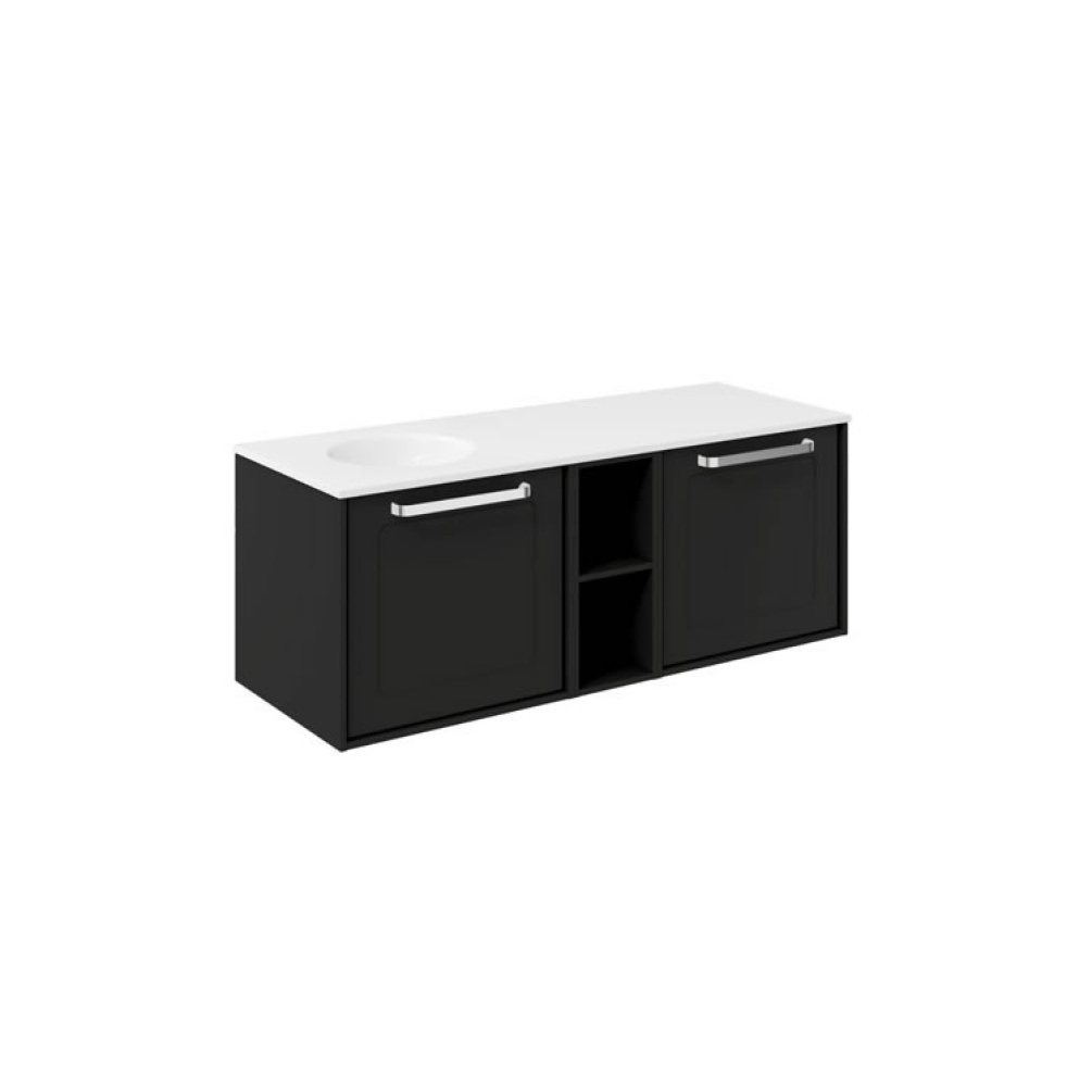 Crosswater Infinity 1200mm Matt Black Wall Vanity Unit & Basin ...