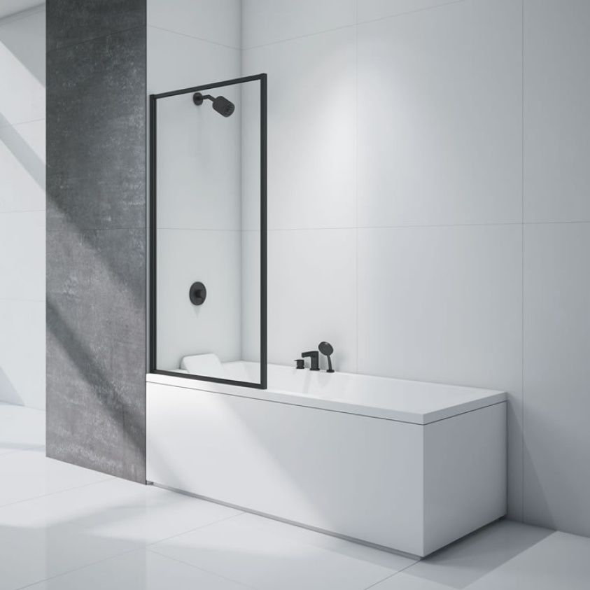 Merlyn Black Framed Bath Screen | Sanctuary Bathrooms