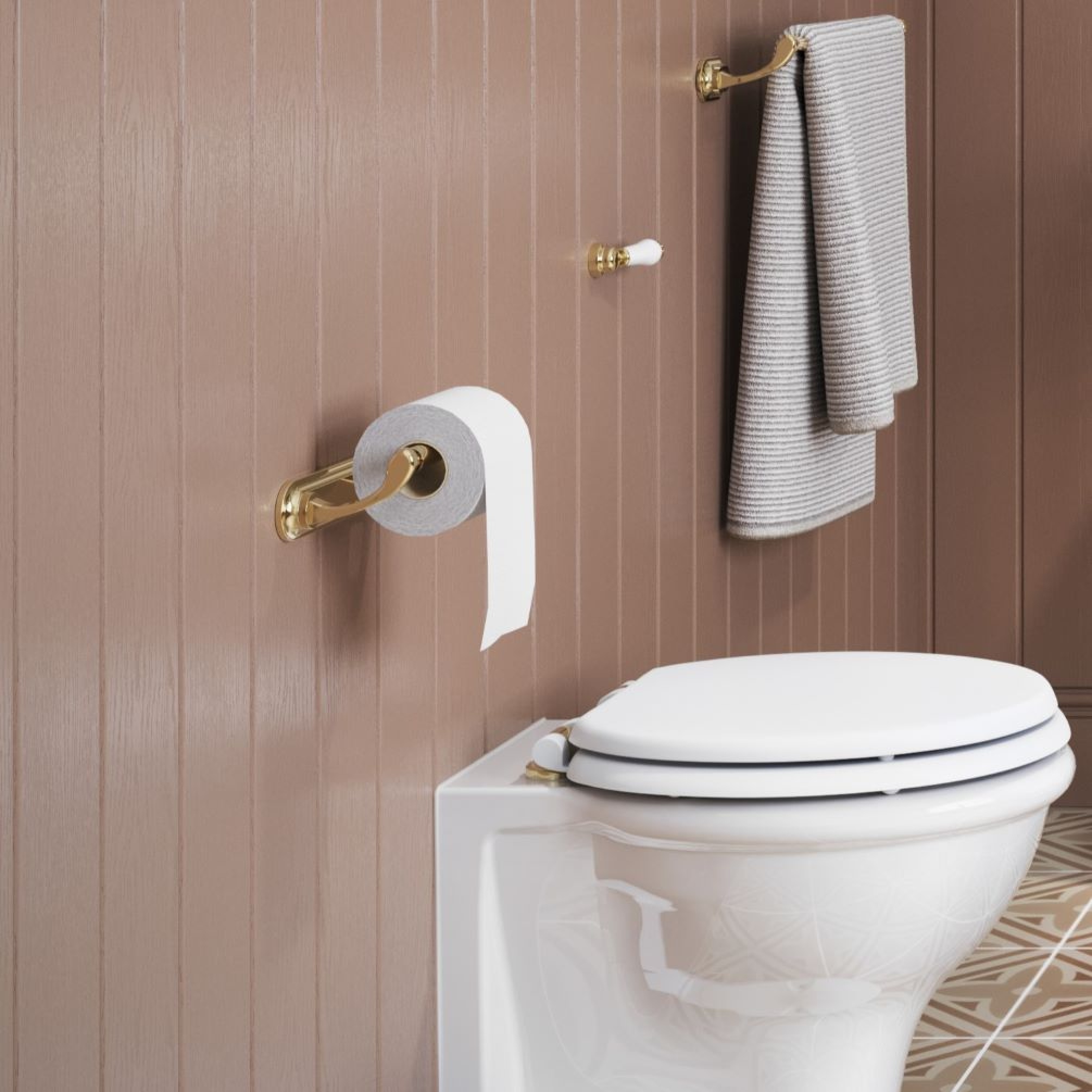 Burlington Guild Gold Wall Hung Toilet Roll Holder | Sanctuary