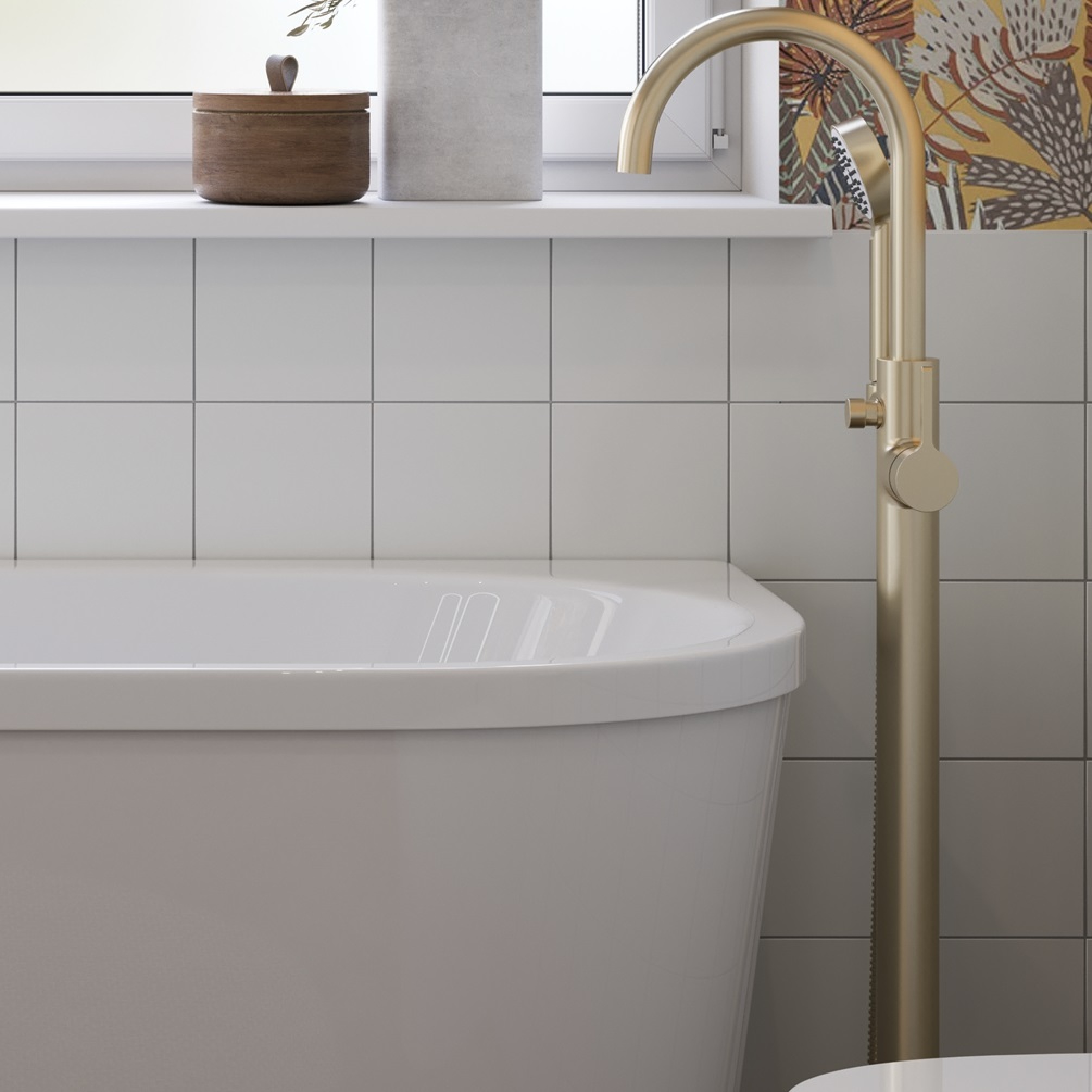Britton Hoxton 2.0 Brushed Brass Freestanding Bath Shower Tap