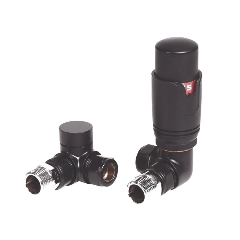 Velaro Volcanic Corner Thermostatic Rad Valves | Sanctuary