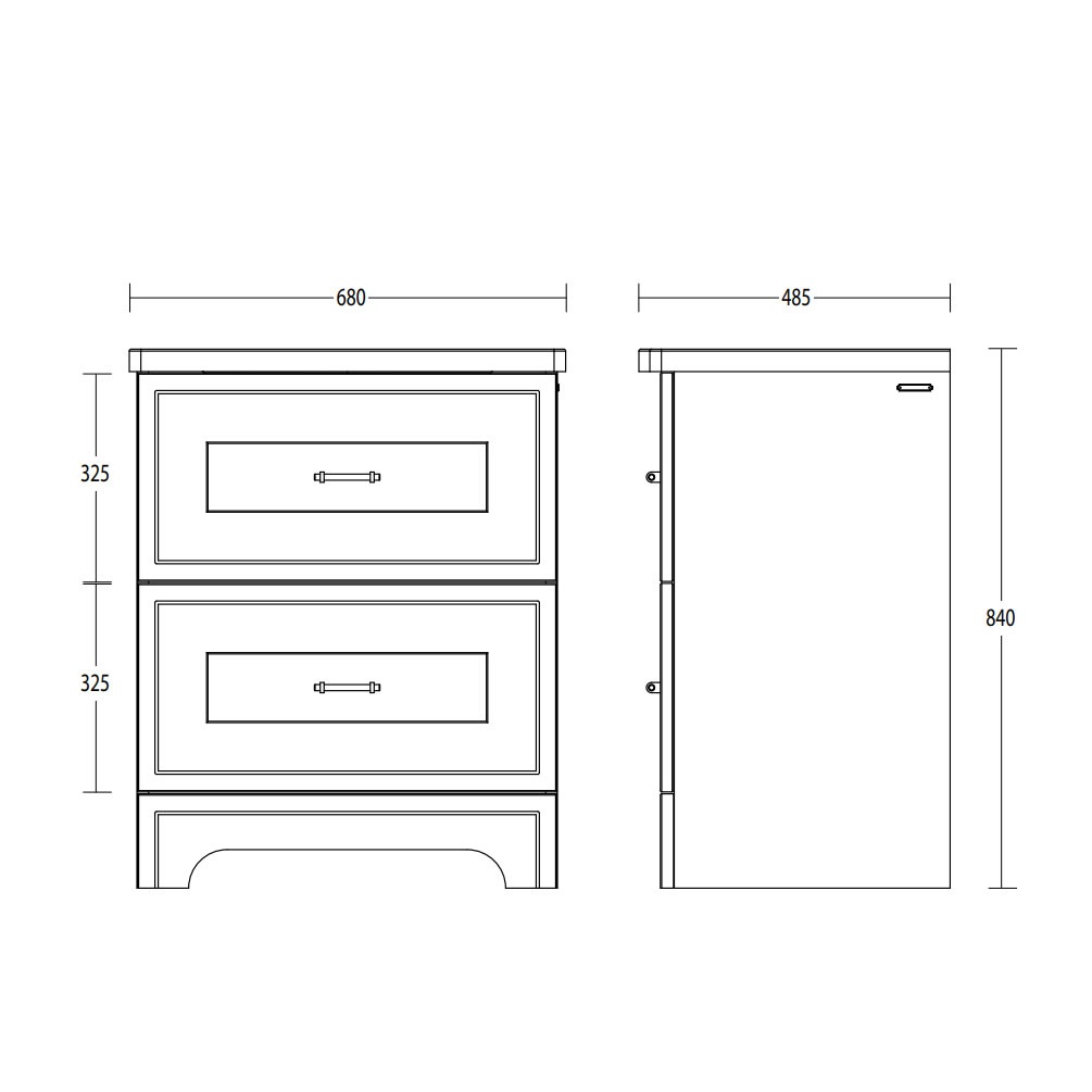 Imperial Fradley Dartmouth Grey 685mm Freestanding 2 Drawer Vanity Unit ...