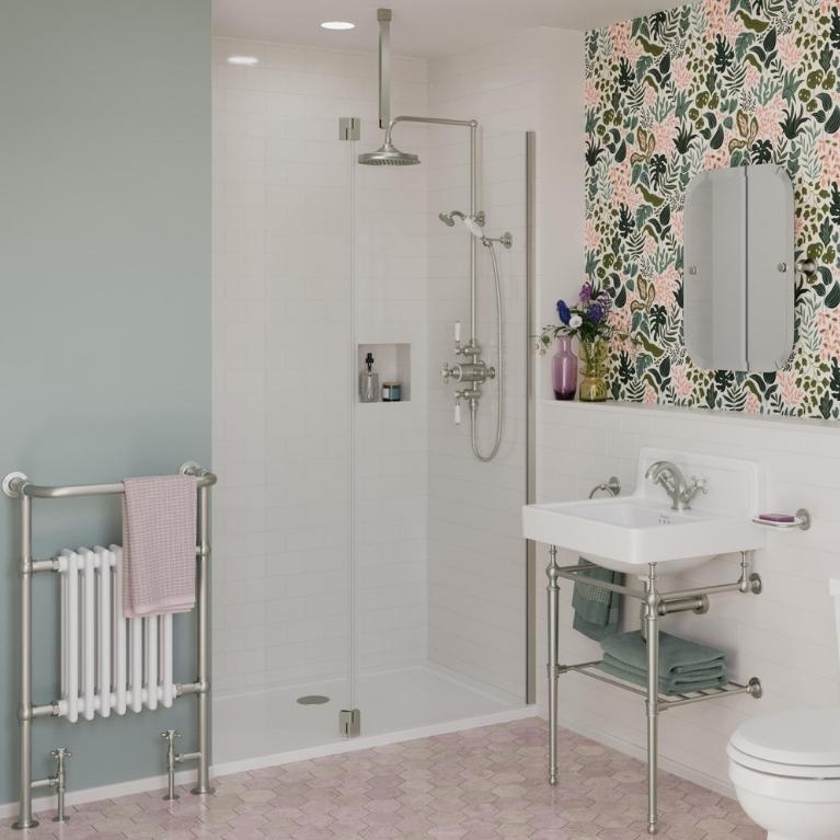 Burlington Nickel Walk In Shower Enclosure | Sanctuary Bathrooms