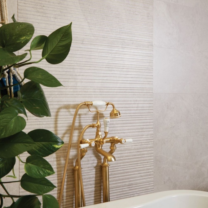 Ca' Pietra Riverside Wall Linear Perla Porcelain Tiles | Sanctuary
