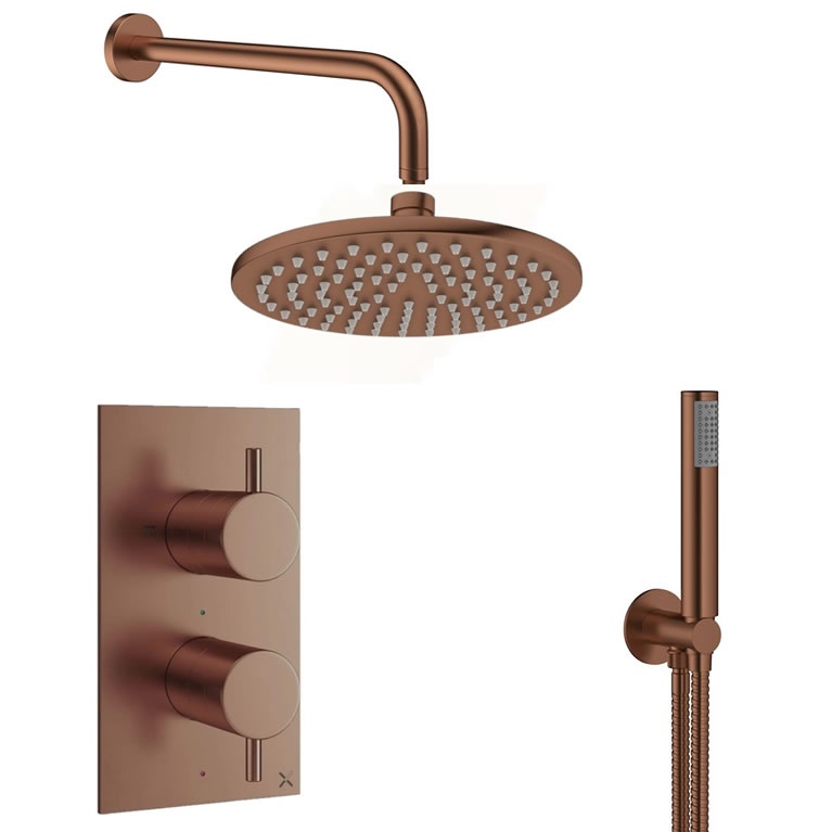 Crosswater MPRO Brushed Bronze Twin Outlet Two Control Shower Valve ...