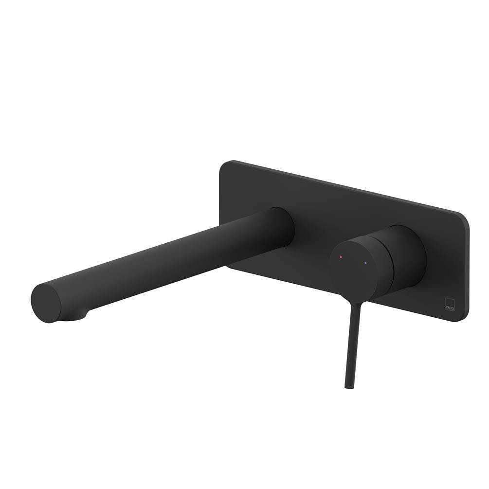Vado Safari Lever Matt Black 2 Tap Hole Wall Mounted Basin Mixer With ...