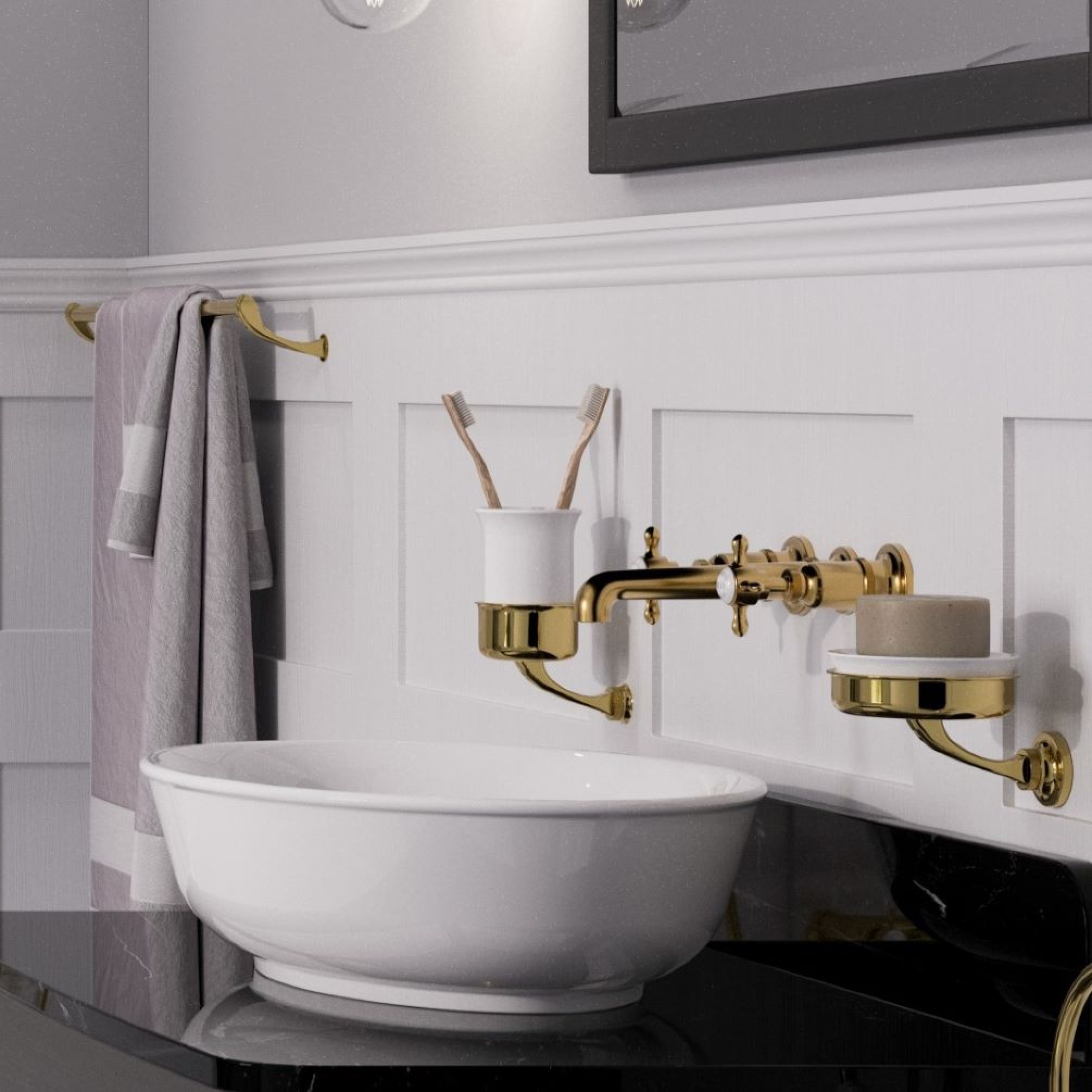 Burlington Guild Gold Tumbler Holder | Sanctuary Bathrooms