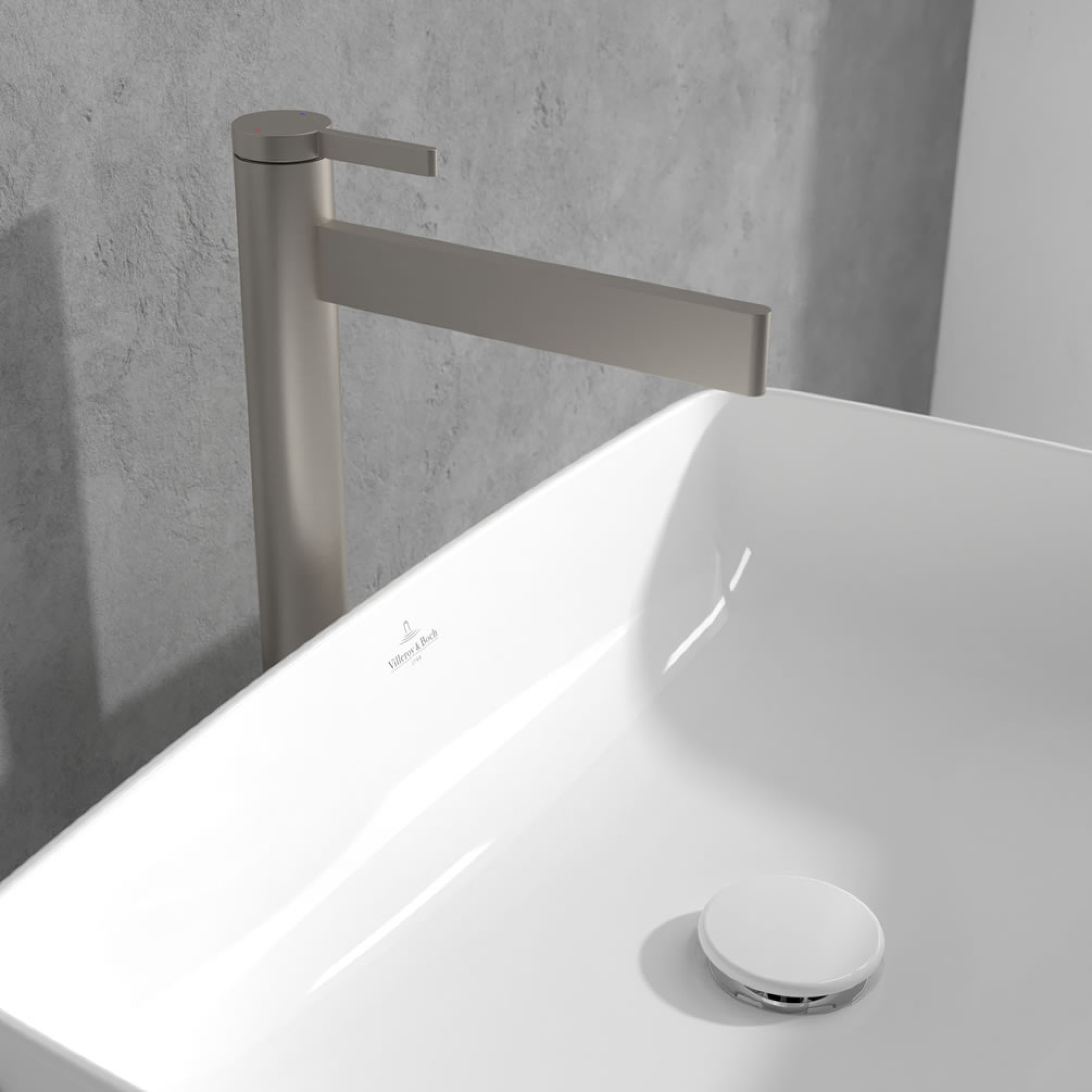 V&B Dawn Nickel Slim Tall Basin Tap | Sanctuary Bathrooms