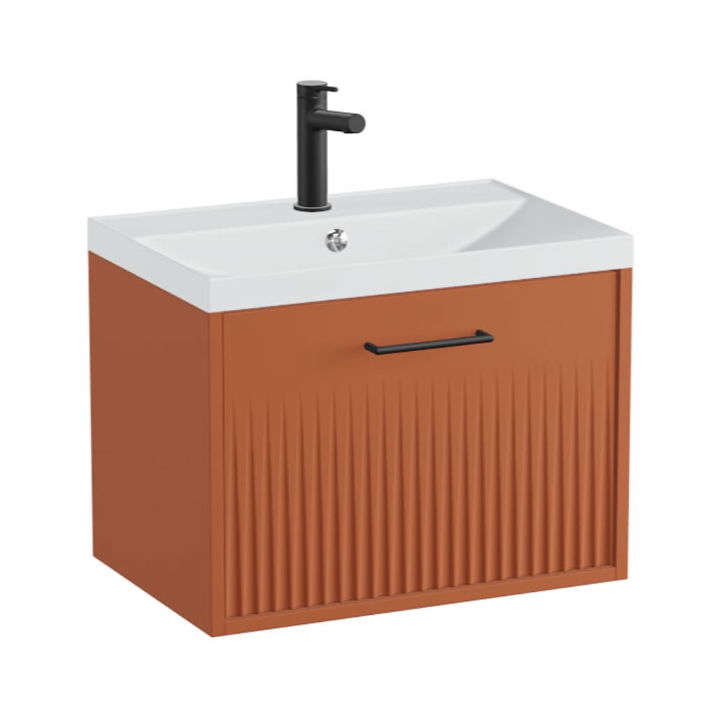 Vado Safari Fluted 600mm Terracotta Wall Hung Vanity Unit & Basin