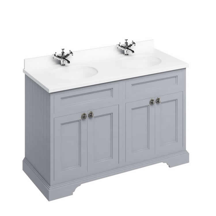 Burlington Minerva Double Worktop & Grey Unit Doors | Sanctuary