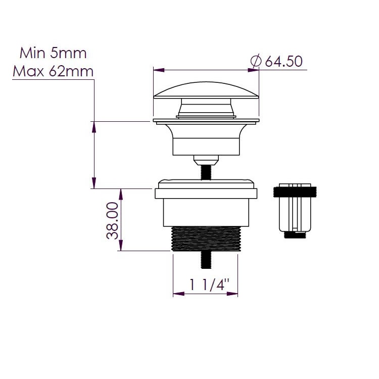 Abacus Matt Black Universal Basin Waste | Sanctuary Bathrooms