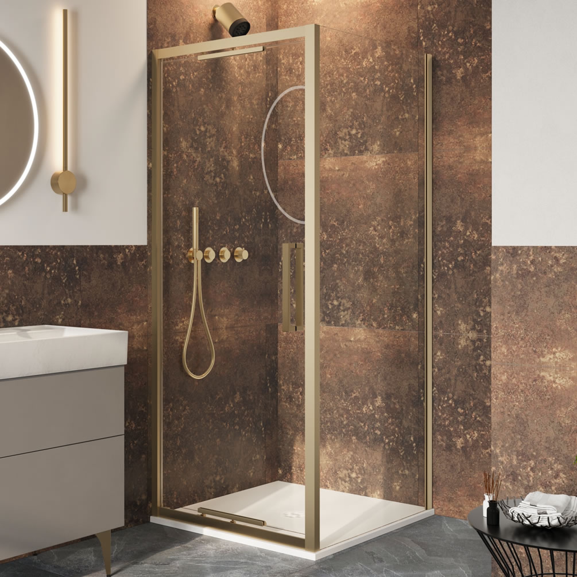Crosswater Asura 8 Brass 800 Infold Shower Door | Sanctuary