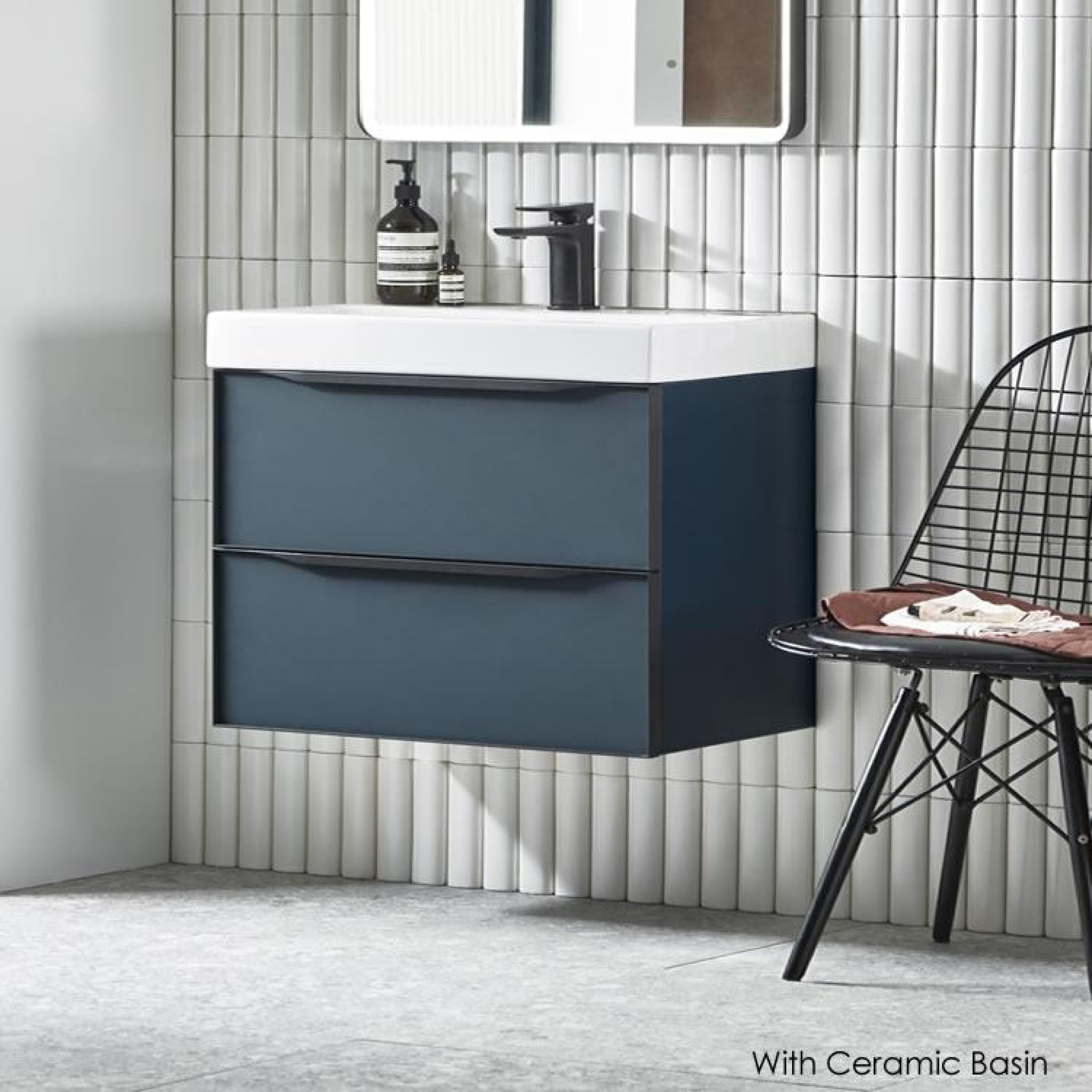 Roper Rhodes Frame 800mm Derwent Blue Wall Mounted Vanity Unit & Basin ...