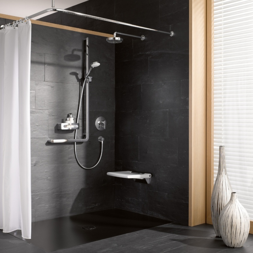 Keuco Elegance Chrome Angled Shower Rail | Sanctuary Bathrooms