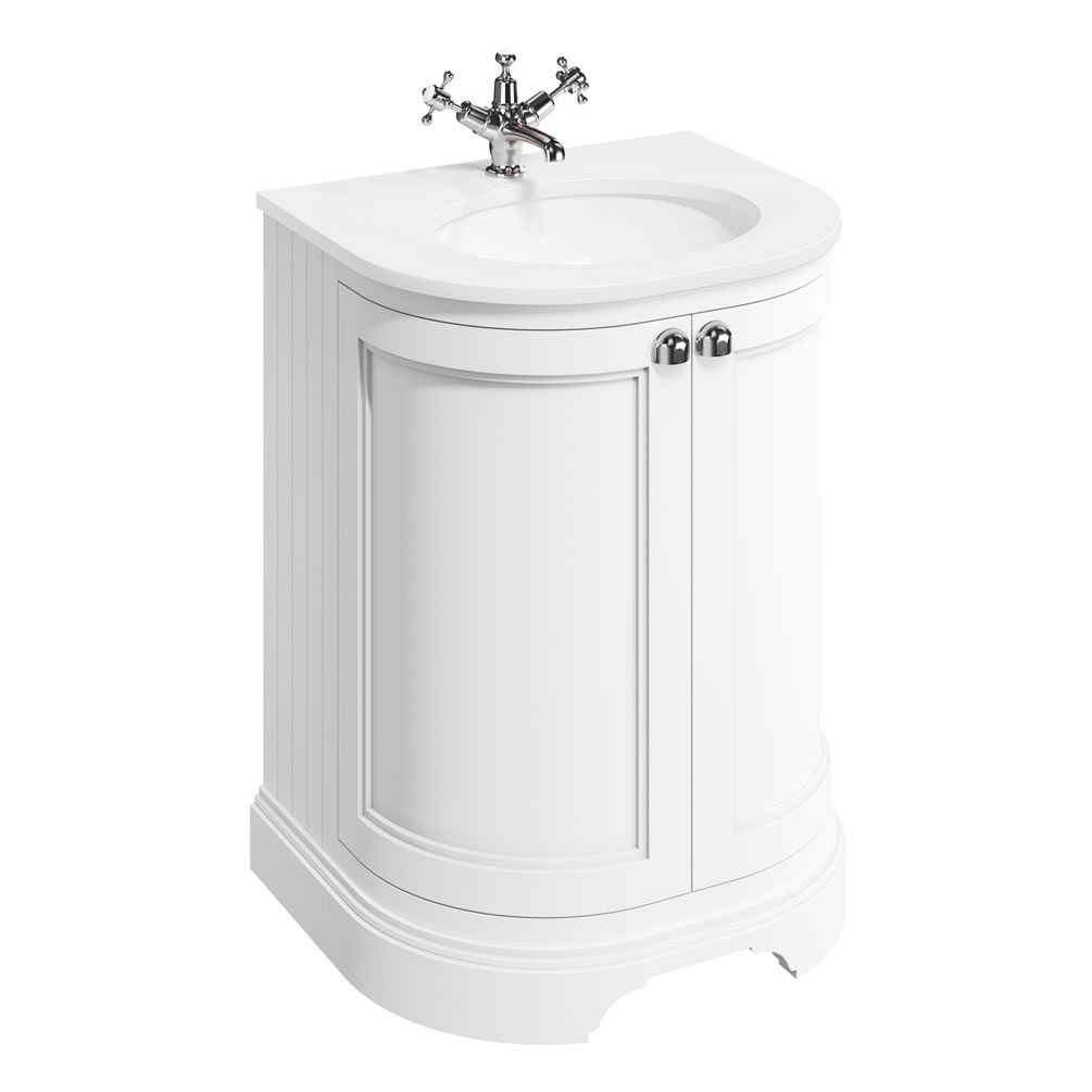 Burlington White 650mm Standing Curved Vanity Unit & Worktop
