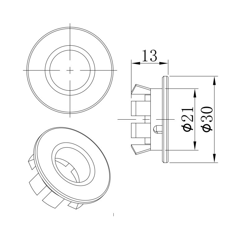 Sanctuary Apex Matt Black Basin Overflow Cover | Sanctuary Bathrooms