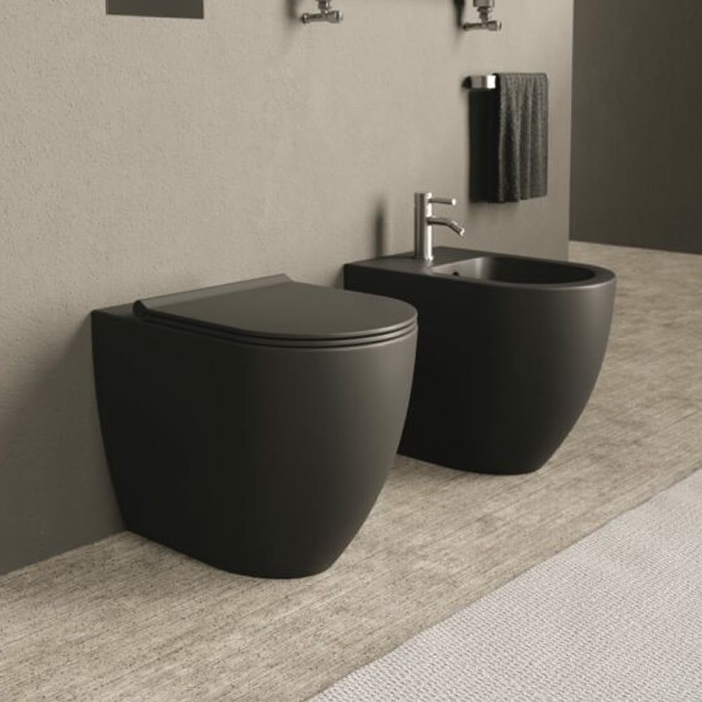Zero 3 Matt Black Rimless Back To Wall Toilet & Soft Close Seat ...