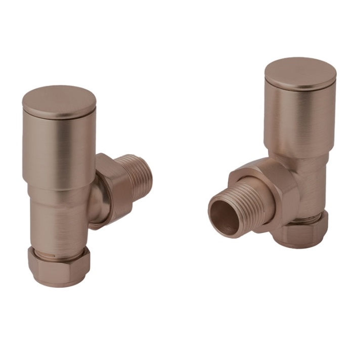 JTP Brushed Bronze Angled Radiator Valves - 21RVABRZ | Sanctuary Bathrooms