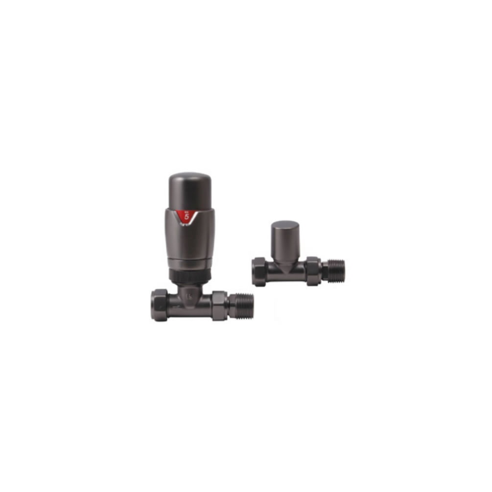 Velaro Gunmetal Straight Thermostatic Rad Valve | Sanctuary
