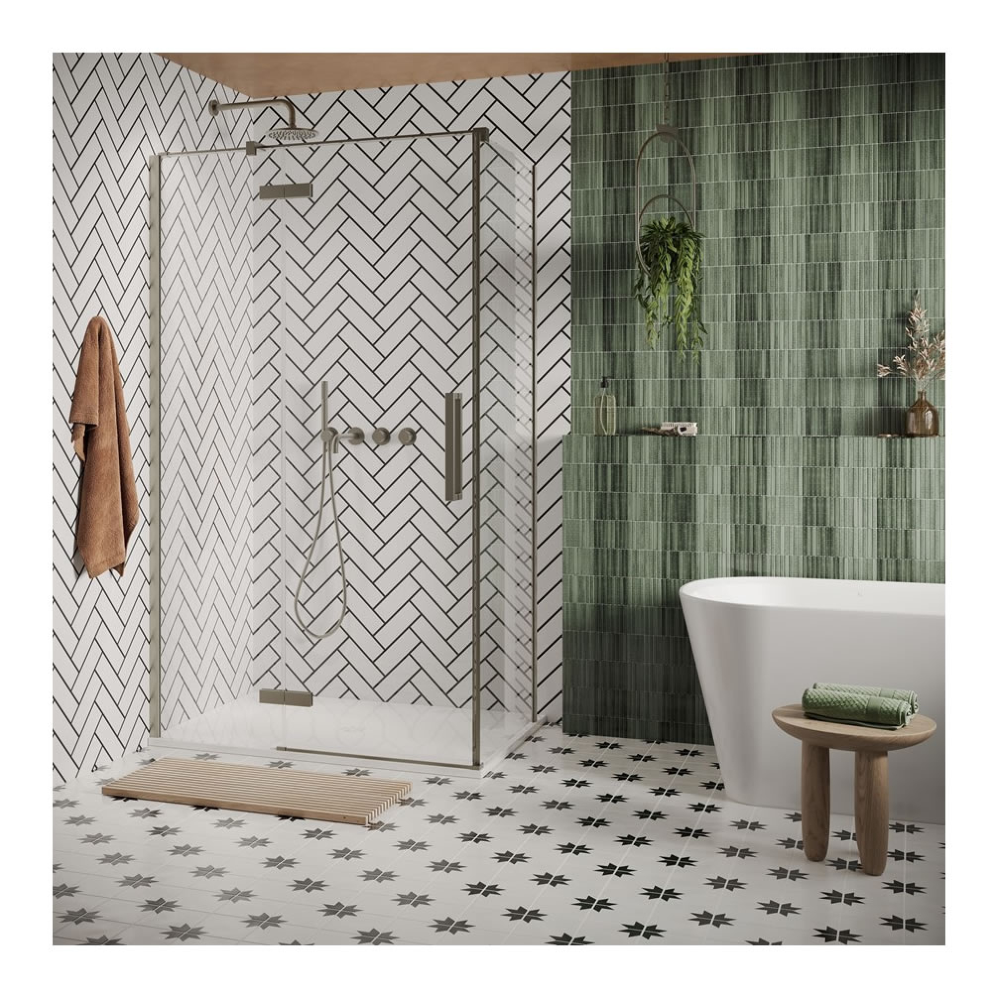 Asura 8 Brushed Steel 1200 Shower Door & Inline | Sanctuary