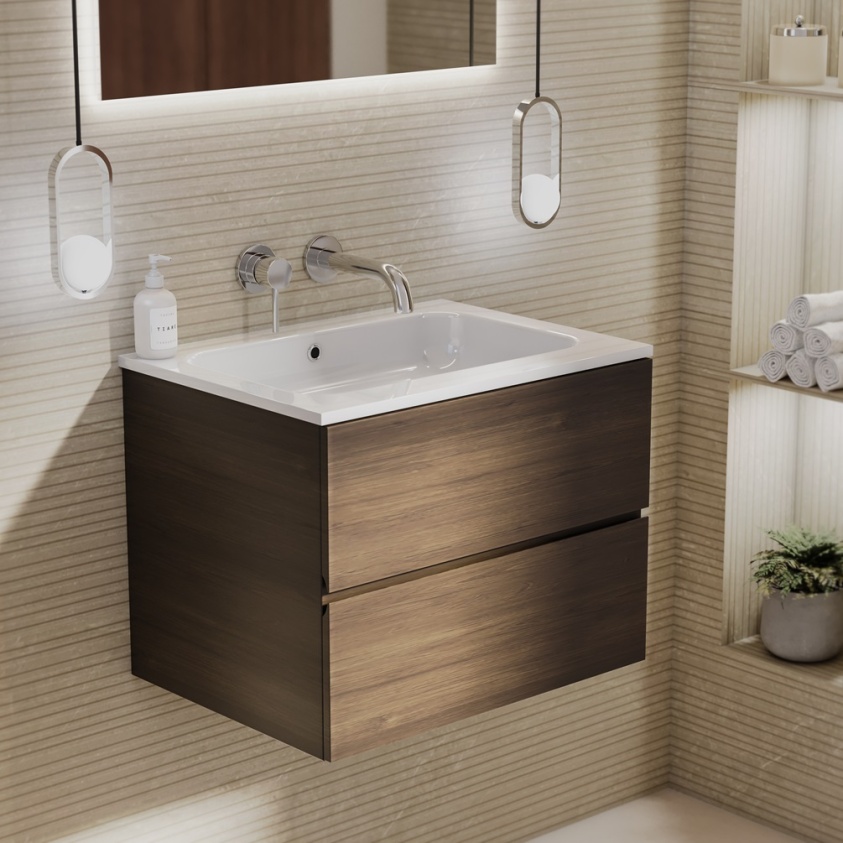 Zero Eucalypto 600mm 2 Drawer Wall Hung Vanity Unit & Basin