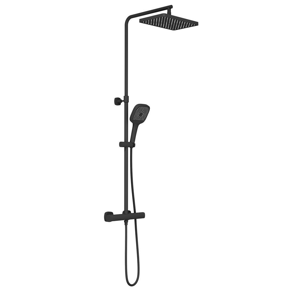 Vado Cameo Matt Black Wall Mounted Thermostatic Exposed Shower Bar ...