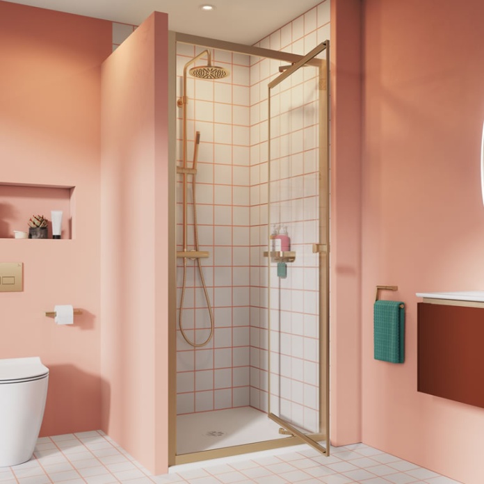 Crosswater Clear 6 Brass Infold Shower Door | Sanctuary Bathrooms