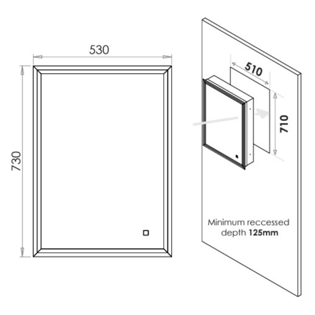 hib. Vanquish 500mm LED Recessed Mirror Cabinet | Sanctuary Bathrooms