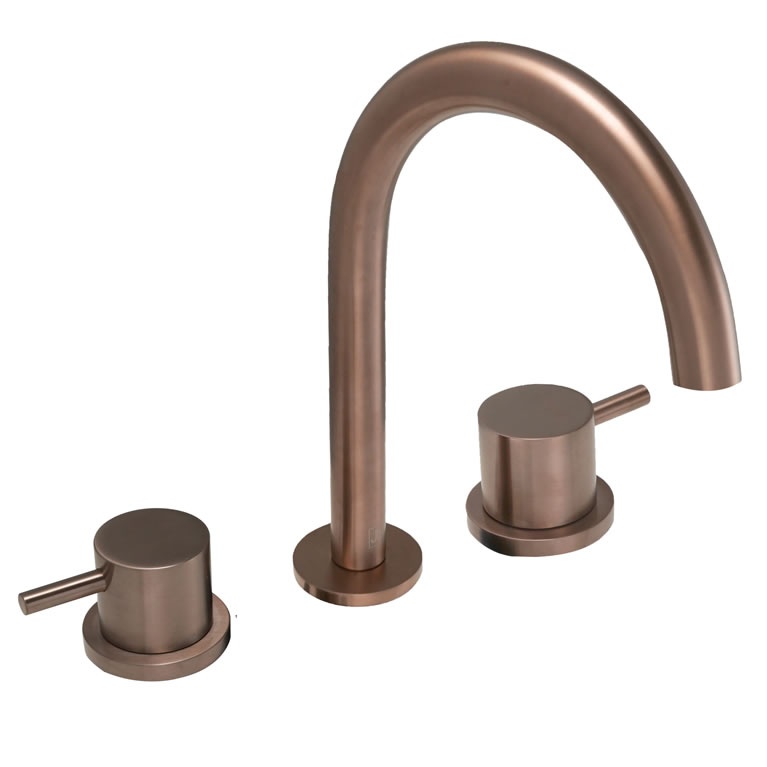 JTP Vos Brushed Bronze Three-Hole Basin Mixer | Sanctuary Bathrooms