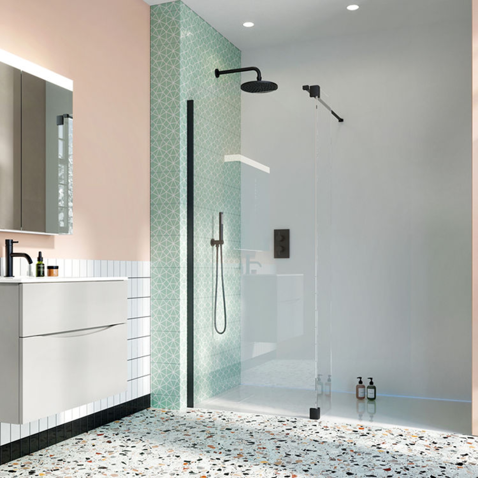 Crosswater Design 8 Matt Black Walk-In Shower Panel | Sanctuary Bathrooms